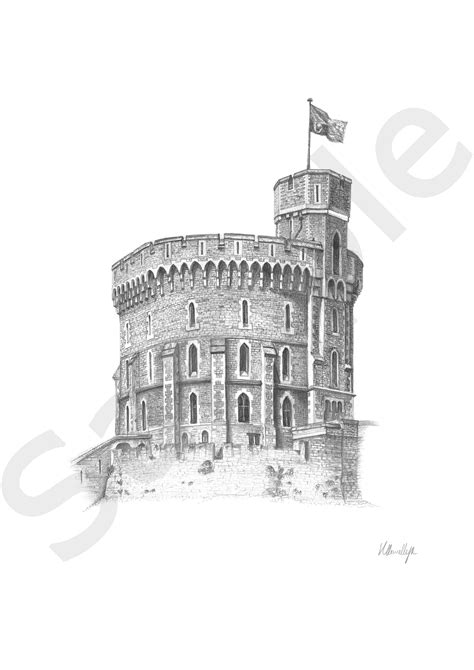 Windsor Castle Pencil Drawing Print Etsy