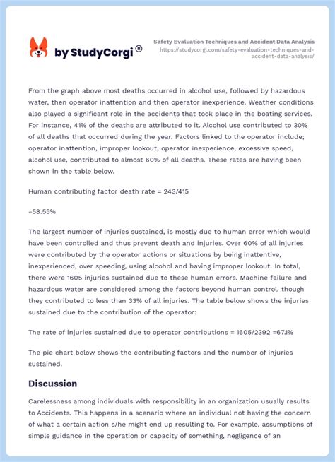 Safety Evaluation Techniques And Accident Data Analysis Free Essay Example