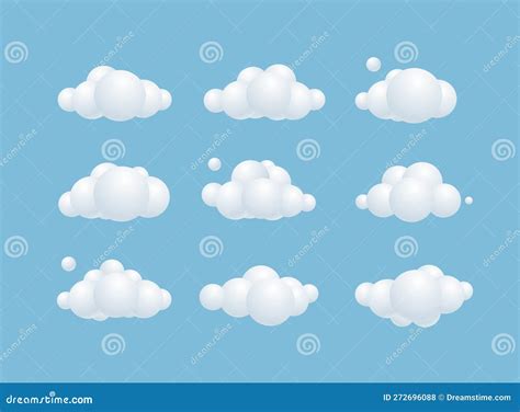 3d Different Clouds Set Plasticine Cartoon Style Vector Stock Vector Illustration Of White