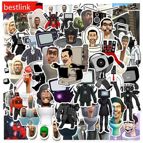 Bestlink 50pcs Funny Skibidi Toilet Sticker Speakerman Camera Man