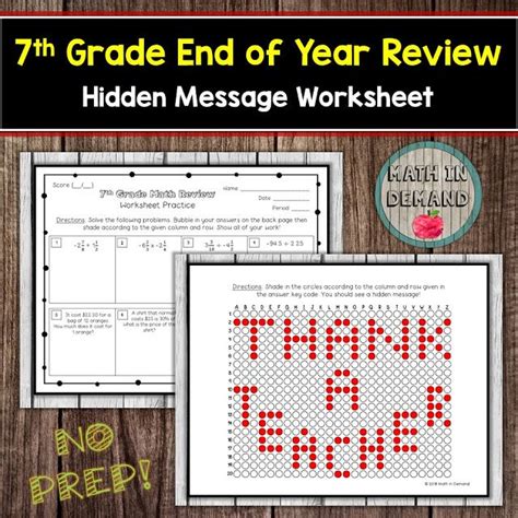7th Grade Math End Of Year Review Worksheet