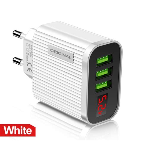 3 Poorten Usb Charger Eu Us Plug Led Display 3 1A Grandado