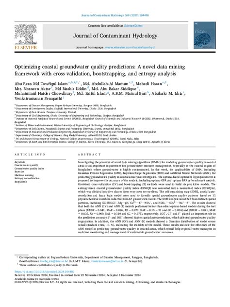 Pdf Optimizing Coastal Groundwater Quality Predictions A Novel Data Mining Framework With