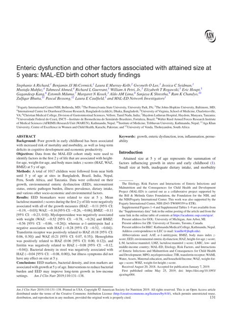 Pdf Enteric Dysfunction And Other Factors Associated With Attained