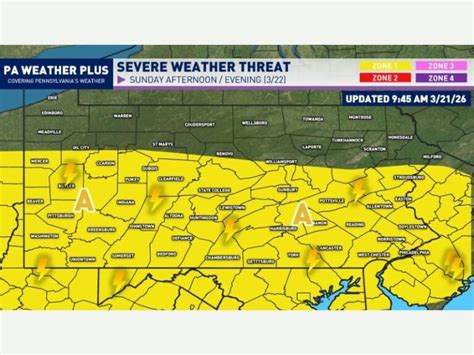 Pennsylvania Faces Sunday Severe Weather Threat With Damaging Winds And Quarter Size Hail Risk