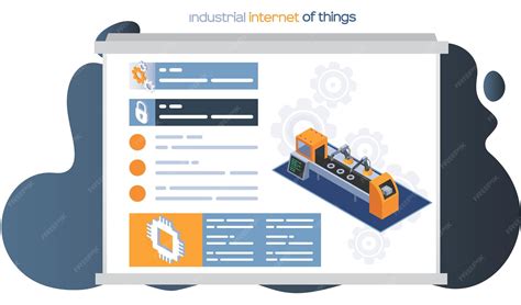 산업용 사물 인터넷 4차 혁명 Ai Iot 기계 및 로봇 팔 자율 생산 자동화된 공장 조립 라인 독립형 공구 컨베이어 벨트 제어 제조 공정 프리미엄 벡터