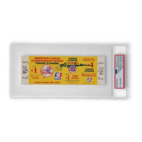 Reggie Jackson Signed 1977 Yankees World Series Game One Ticket Psa Auto Grade 10 Pristine