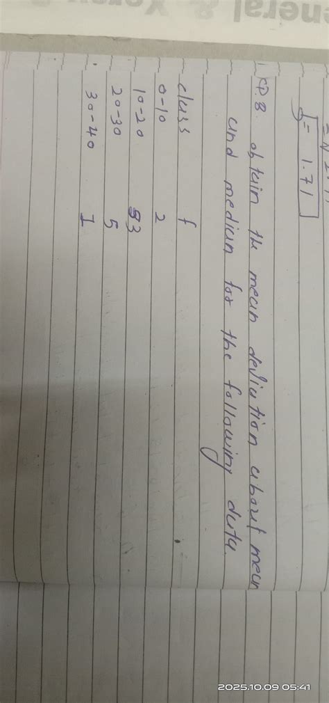 Obtain The Mean Deviation About Mean And Median For The Following Data