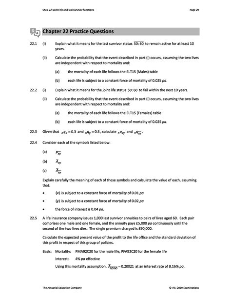 Advanced Actuarial Maths Practice Questions Acturial Science Studocu