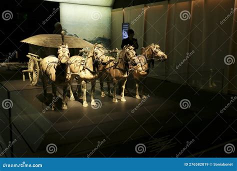 Reproduction Of Bronze Chariot At Terracota Army Exhibition Editorial