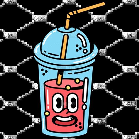 卡通拟人冷饮气泡水美食元素素材 花瓣网