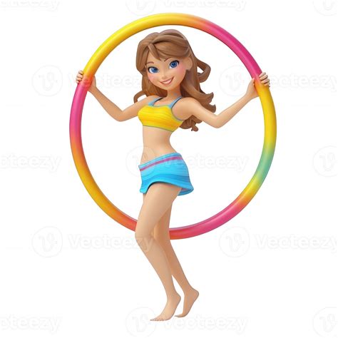 Cheerful Girl Dancing With A Colorful Hula Hoop Embodying Fun And