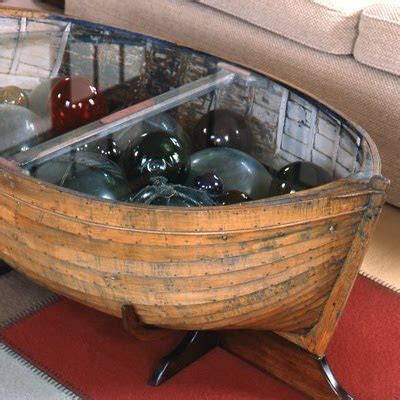 Creative Boat Glass Top Display Coffee Tables