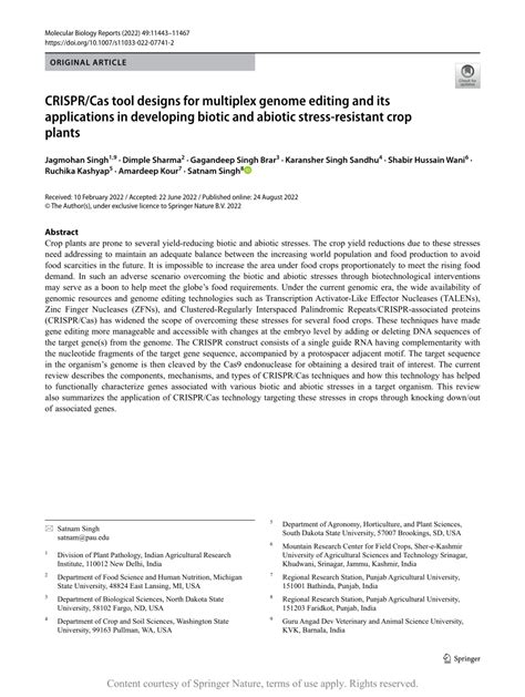 Crisprcas Tool Designs For Multiplex Genome Editing And Its
