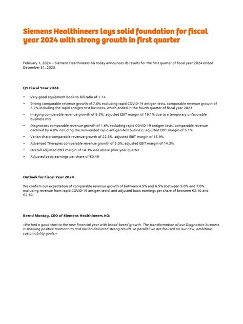 Siemens Healthineers Q1fy2024quarterly Statement Pdf Income Expense