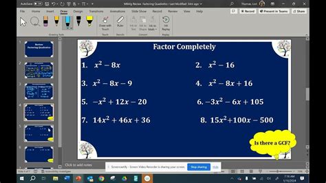 Review Factoring Quadratic Expressions Youtube