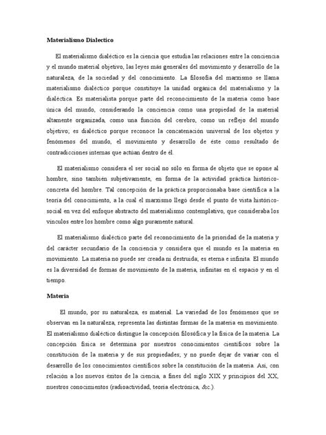 Materialismo Dialectico Pdf Dialéctico Materialismo