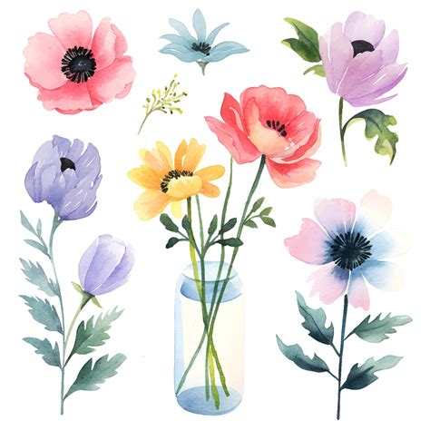 Premium Vector Watercolor Flowers Clipart