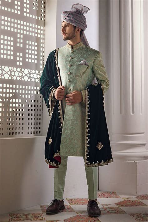 Royal Designer Groom Sherwani With Punjabi Turban Gn85 Sherwani