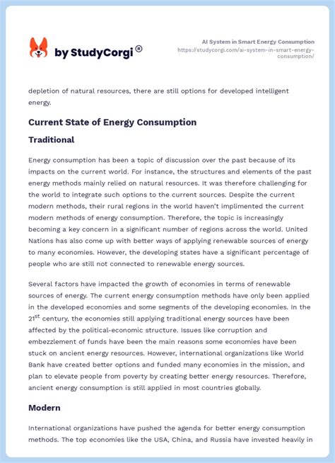 Ai System In Smart Energy Consumption Free Essay Example