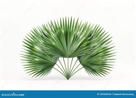 3d Realistic Style Cluster Of Fan Palm Leaves Isolated On A White
