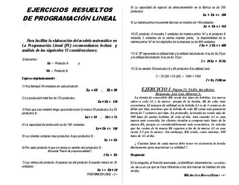 Pdf Ejercicios Resueltos De ProgramaciÓn Lineal