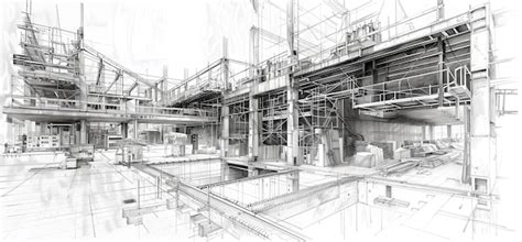 premium photo detailed architectural sketch of a modern building