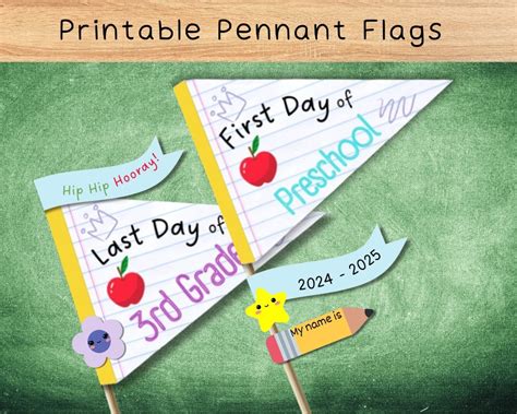 First Day Of School Pennant Flag Last Day Of School Classroom Flag