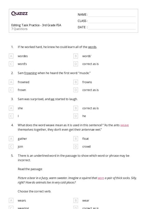 50 Editing Worksheets For 2nd Class On Quizizz Free And Printable