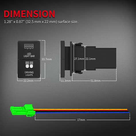 12vdc Led Light Bar And Driving Light Symbol Dual Push Button Switch