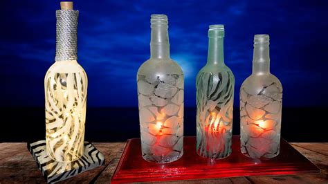 Diy Candle Holder Wine Bottle Candle Holder Etched Candle Holder