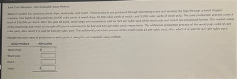 solved joint cost allocation net realizable value