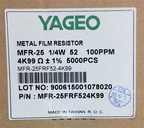 Yageo Mfr 25frf52 4k99 For Sale Online Ebay