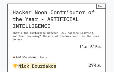 Nick Bourdakos On Linkedin I Won Hacker Noon Contributor Of The Year For Artificial