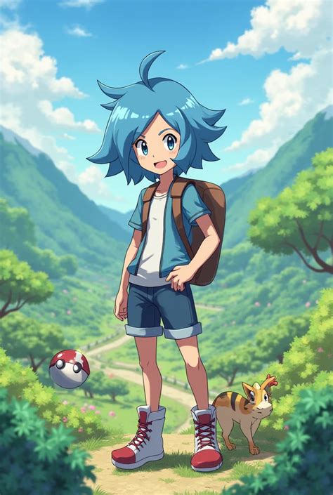 Blue Haired Pokémon Trainer Seaart Ai