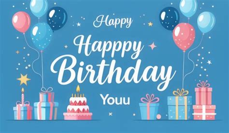 Premium Photo A Happy Birthday Card With Balloons And A Cake With A