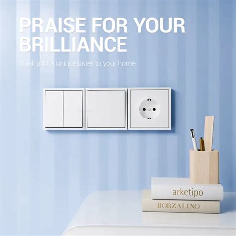 New Design Home Office Decorate Eu Thin Frame 2 Gang Big Push Button Switch Home Switch Light