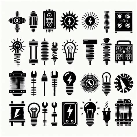 Premium Vector Shiloutte Electric Element Set Vector Illustration