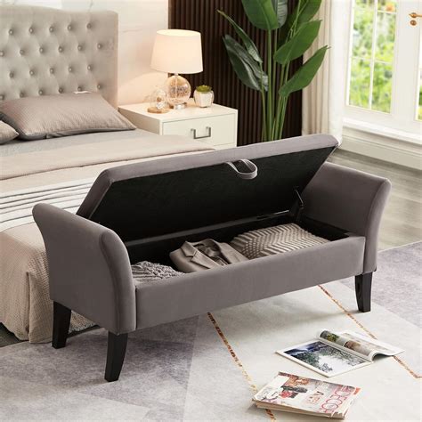 N Noordeniya Storage Bench Velvet Upholstered Bed Bench 51 Modern Tufted Ottoman