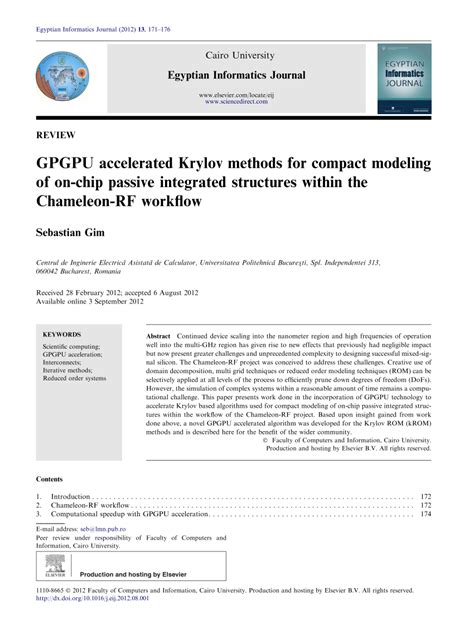 Pdf Gpgpu Accelerated Krylov Methods For Compact Modeling Of On Chip