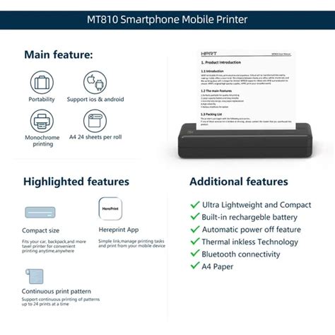 Hprt Mt810 A4 Printer Home Office Small Error Printer Portable Student