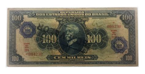 Numismática Cédula Antiga Do Brasil 100 Mil Réis 1942 Numismática