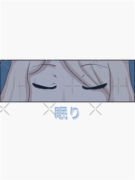 Anime Girl Eyes Sleeping Sticker For Sale By Vedeme Redbubble