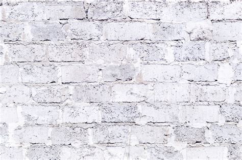 Dinding Bata Terpampang Dengan Kapur Putih Dengan Batu Bata Ceroboh Dan Kapur Putih Runtuh