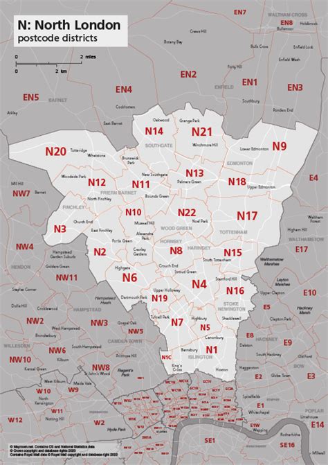 Map Of N Postcode Districts North London Maproom