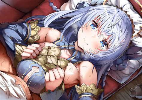 Rule 34 1boy Bangs Bare Shoulders Belko Blue Dress Blue Eyes Blush