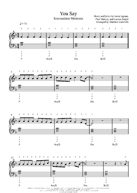 You Say By Lauren Daigle Sheet Music And Lesson Intermediate Level