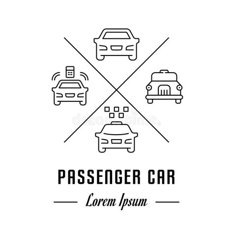 Vector Line Banner Passenger Car Stock Illustration Illustration Of