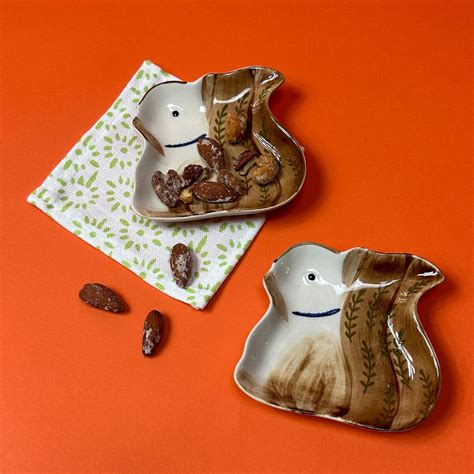 Small Ceramic Squirrel Accent Plates Set Of 2 Madcap Cottage