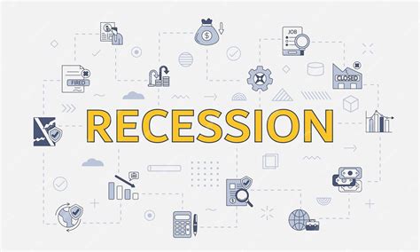 Premium Vector Recession Concept With Icon Set With Big Word Or Text On Center